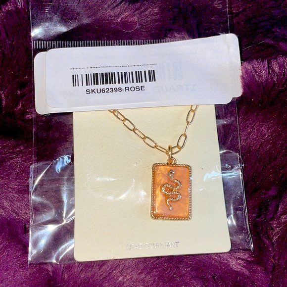 Essence | Jewelry | New Essence Inc Rose Quartz Snake Necklace | Poshmark